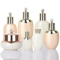 China Luxury Gold Unique 50ml Face Cream Jar 100ml 120ml 150ml Toner Lotion Bottle Skincare Suit Packaging for sale