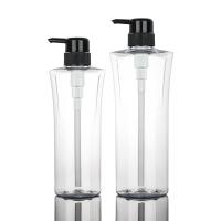 China Transparent Cylinder Round Cosmetic Lotion Bottle 400ML 600ML Black Pump for sale