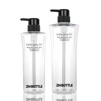 China Transparent Cylinder Round Cosmetic Lotion Bottle 400ML 600ML Black Pump for sale