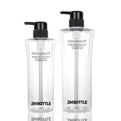 China Transparent Cylinder Round Cosmetic Lotion Bottle 400ML 600ML Black Pump for sale