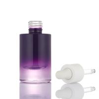 China New design small ombre purple white pump 30ml  empty serum container dropper bottle for sale