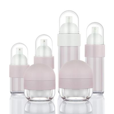 China Matte pink skincare empty container portable travel set lotion bottle and cream jar for sale