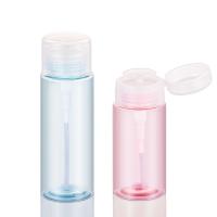 China Pink Makeup Remover Cosmetic Packaging Empty Bottle Blue Nail Polish Remover Press Pump Round Dispenser Flip Cap for sale
