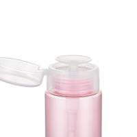 China Pink Makeup Remover Cosmetic Packaging Empty Bottle Blue Nail Polish Remover Press Pump Round Dispenser Flip Cap for sale
