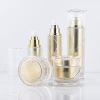 China 50g Cosmetic Packaging Sets Gold Empty Acrylic Pump Bottle Cosmetic Jar Suit for sale