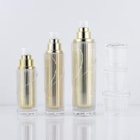 China 50g Cosmetic Packaging Sets Gold Empty Acrylic Pump Bottle Cosmetic Jar Suit for sale