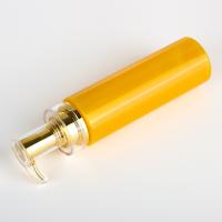 China Custom Plastic Pet Body Lotion Bottle Shampoo Shower Gel container With Gold Pump 350ml for sale