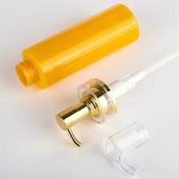 China Custom Plastic Pet Body Lotion Bottle Shampoo Shower Gel container With Gold Pump 350ml for sale
