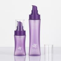 China Matte Purple Clear Plastic Frosted Round Cosmetic Lotion Bottle With Press Pump for sale