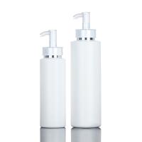 China 143mm 300ml White PE Round Cosmetic Lotion Bottle For Shower Gel Packaging for sale
