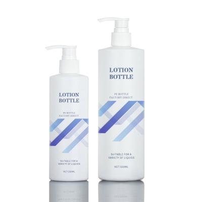 China 143mm 300ml White PE Round Cosmetic Lotion Bottle For Shower Gel Packaging for sale