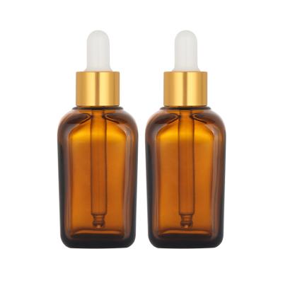 China Customize Refillable Hair Oil Dropper Bottle Square Glass Material 50ml for sale
