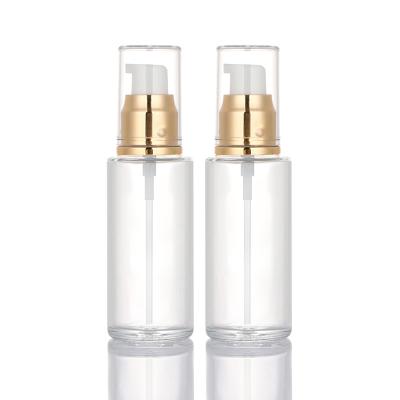 China 50ml Empty Frosted Glass Lotion Spray Bottle With Pump Cosmetic Packaging for sale