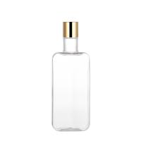 China 300ml Disc Cap Bottle Transparent PETG Material Recycable With Gold Lid for sale