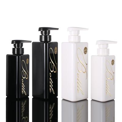 China Wholesale 100ml 200ml 300ml Triangle Shape Recycle Plastic Pet Lotion Container Black Airless Pump 500ml Shampoo Bottles for sale