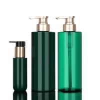 China Luxury 16oz Green Round Kylie Skin Clear Body Hibiki Empty 500ml Shampoo And Conditioner Bottles With Gold Pump for sale