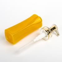 China 350ml 500ml Luxury Yellow Color Empty Lotion Body Airless Kylie Skin Care Shower Gel Bottles With Gold Pump for sale