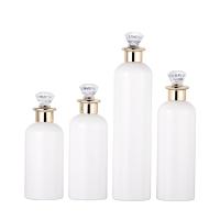 China High Quality PET Round White Unilever Empty Airless Cosmetic Packaging Plastic Lotion Shampoo Bottles With Diamond Cap for sale