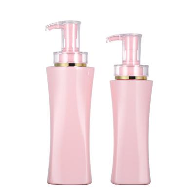 China Empty 350ml 500 Ml Luxury Body Lotion Packaging Shower Gel Container Pink Shampoo Bottles for sale