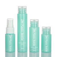 China Food Grade Cosmetic Spray Bottle Green Color 50ml Plastic With Flip Cap for sale