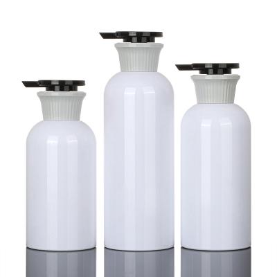 China 400ml Empty Containers Round Lotion Plastic PET Shampoo And Conditioner Airless Pump Bottle for sale