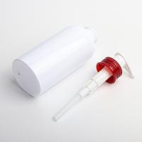 China 350ml 500ml White Red Pump Empty Shampoo Body Wash Plastic Round Container Lotion Bottles for sale