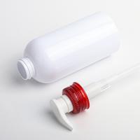 China 350ml 500ml White Red Pump Empty Shampoo Body Wash Plastic Round Container Lotion Bottles for sale