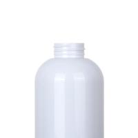 China 350ml 500ml White Red Pump Empty Shampoo Body Wash Plastic Round Container Lotion Bottles for sale