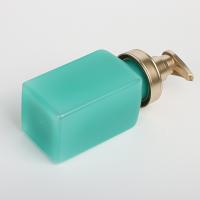 China Luxury Gold Top Press Pump Green Body Lotion Container Packaging Plastic Shampoo Square Bottle for sale