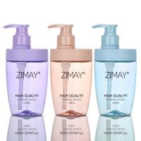 China PET Round Bottom Empty Clear Blue 500ml Shower Gel And Lotion Milk Container Set Pet Plastic Bottles for sale
