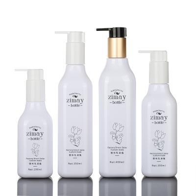 China 200ml 300ml 350ml 400ml Luxury Biodegradable Unique Square Cosmetic Lotion Airless Gold Pump Bottle for sale