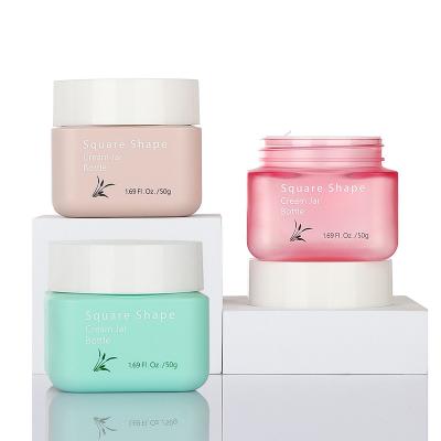 China Food Grade Empty Face Cream Containers Double Wall Square 50g for sale