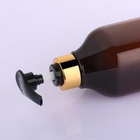 China Luxury amber 200ml 300ml 400ml 1000ml Boston body lotion cosmetic unique shampoo bottle gold top for sale