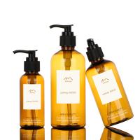 China Empty 200ml 300ml Plastic Cosmetics Containers Packaging Luxury Amber Shampoo Lotion Pump Bottle for sale