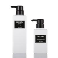 China Empty Cosmetic Lotion Bottle 200ml Square Shape 61mm Width With 42mm Pump for sale