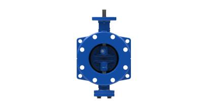 China Blue Double Flanged Ductile Iron Double Eccentric Butterfly Valve for sale