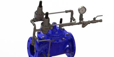 China Blue FBE Coated SS Pilot Surge Anticipating Control Valve Anti Water Hammer for sale