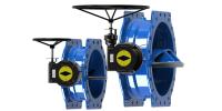 China Ductile Iron Blue Double Eccentric Butterfly Valve Modulating / On Off Type for sale