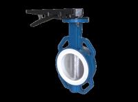 China Wafer Type Seat Butterfly Valve High Performance PTFE + FKM Material Custom Color for sale