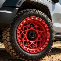 China 17Inch 9JOffroadBeadlock Alloy Wheel Rim Red for BAIC 212JeepWranglerRAM150 NegativeOffset -43 5x139.7Off RoadForgedLookWheel for sale