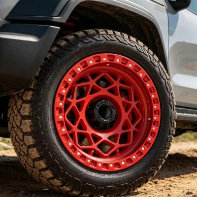 China 17Inch 9JOffroadBeadlock Alloy Wheel Rim Red for BAIC 212JeepWranglerRAM150 NegativeOffset -43 5x139.7Off RoadForgedLookWheel for sale
