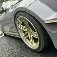 China 2 Piece Shiny Gold Polished Forged Wheels17/18/19/20/21/22/23 Inch 5x112 Luxury Stance Car Rims for Mercedes Benz C Class for sale