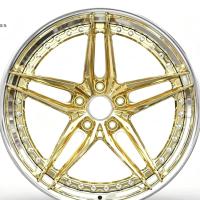 China 2 Piece Shiny Gold Polished Forged Wheels17/18/19/20/21/22/23 Inch 5x112 Luxury Stance Car Rims for Mercedes Benz C Class for sale