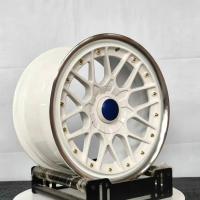 China 2 Piece Mesh Forged Wheels White Gloss Polished Lip Gold Rivet 17/18/19/20/21/22/23/24/ Inch  Style Rims for sale
