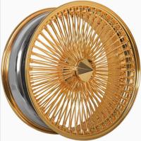 China 24 26inch Spoke Wire Wheels 180/200 Spokes All Titanium Gold Knock off Deep Dish Rims for Classic Vintage Lowrider Old Car for sale