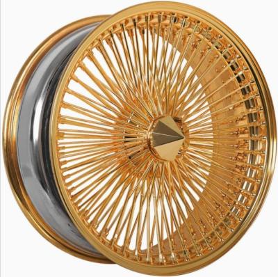 China 24 26inch Spoke Wire Wheels 180/200 Spokes All Titanium Gold Knock off Deep Dish Rims for Classic Vintage Lowrider Old Car for sale