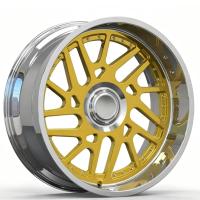 China New 20/22/24 Inch 25mm 2 Piece Deep Dish Gold Forged H Spoke Wheels Black Lip Magnesium Alloy for Escalade Chevrolet for sale