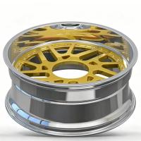 China New 20/22/24 Inch 25mm 2 Piece Deep Dish Gold Forged H Spoke Wheels Black Lip Magnesium Alloy for Escalade Chevrolet for sale