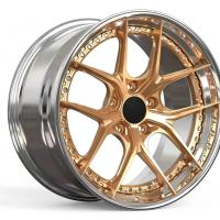 China 2 Piece Brushed Gold Polished Lip Deep Dish Forged Wheels 5x130 for Porsche 911 Panamera McLaren 620S for sale