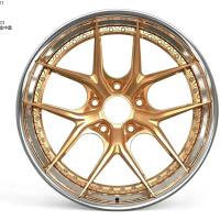 China 2 Piece Brushed Gold Polished Lip Deep Dish Forged Wheels 5x130 for Porsche 911 Panamera McLaren 620S for sale